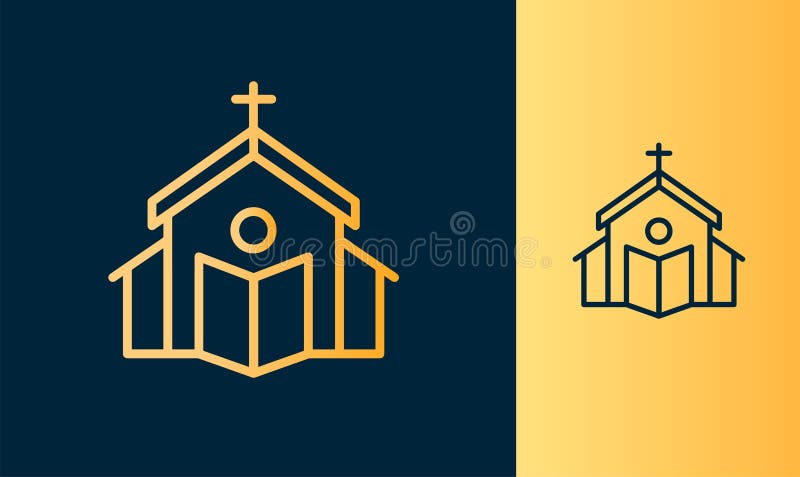 Church Symbol with Book-shaped Door in Gold and Dark Blue Colors Stock ...