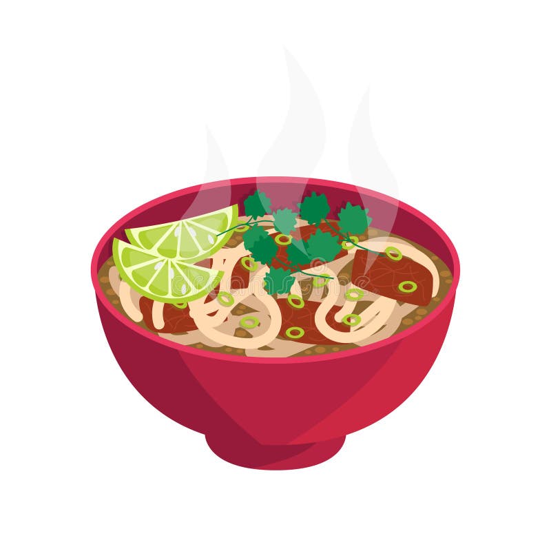 Pho. Noodles, Meat, Vegetables, Broth. Stock Vector - Illustration of ...