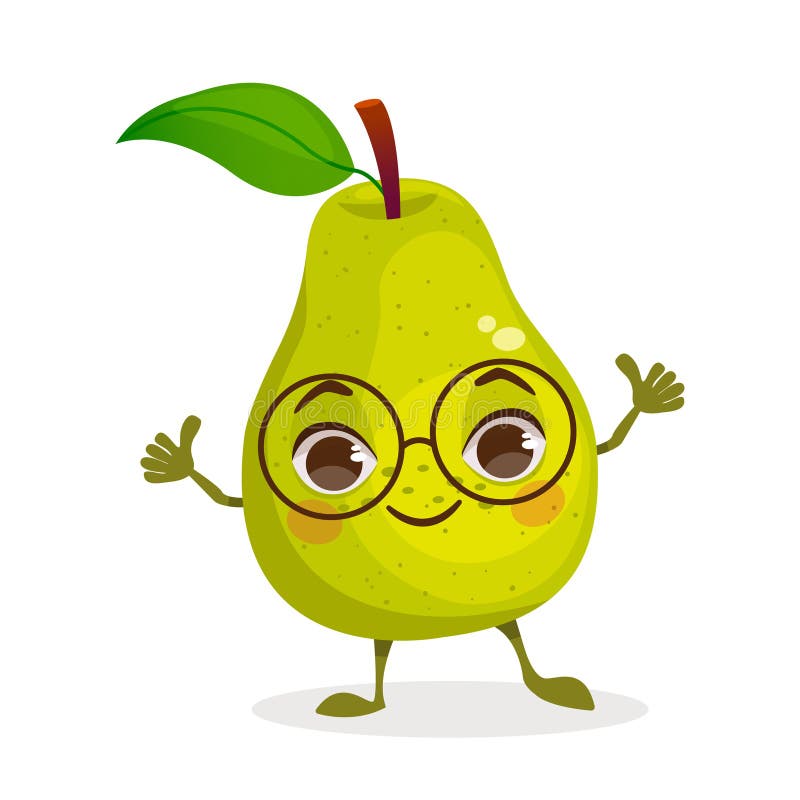 Fruit Vector Cartoon Character - Pear. Stock Vector - Illustration of ...