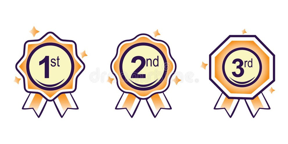 Winning Ribbon Symbol Sign Icons 1st 2nd 3rd Sign Icons. Stock ...