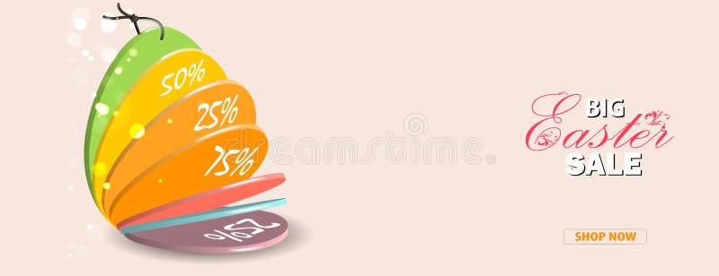 Discount Easter Banner with a Decorative Egg Stock Vector ...