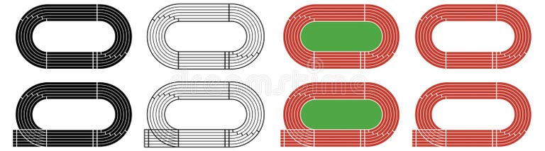 Track and Field Running Track Clipart Set - Outline, Silhouette and ...