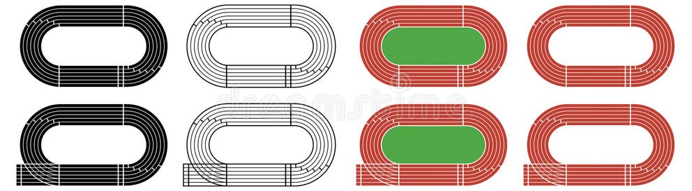 Track and Field Running Track Clipart Set - Outline, Silhouette and ...