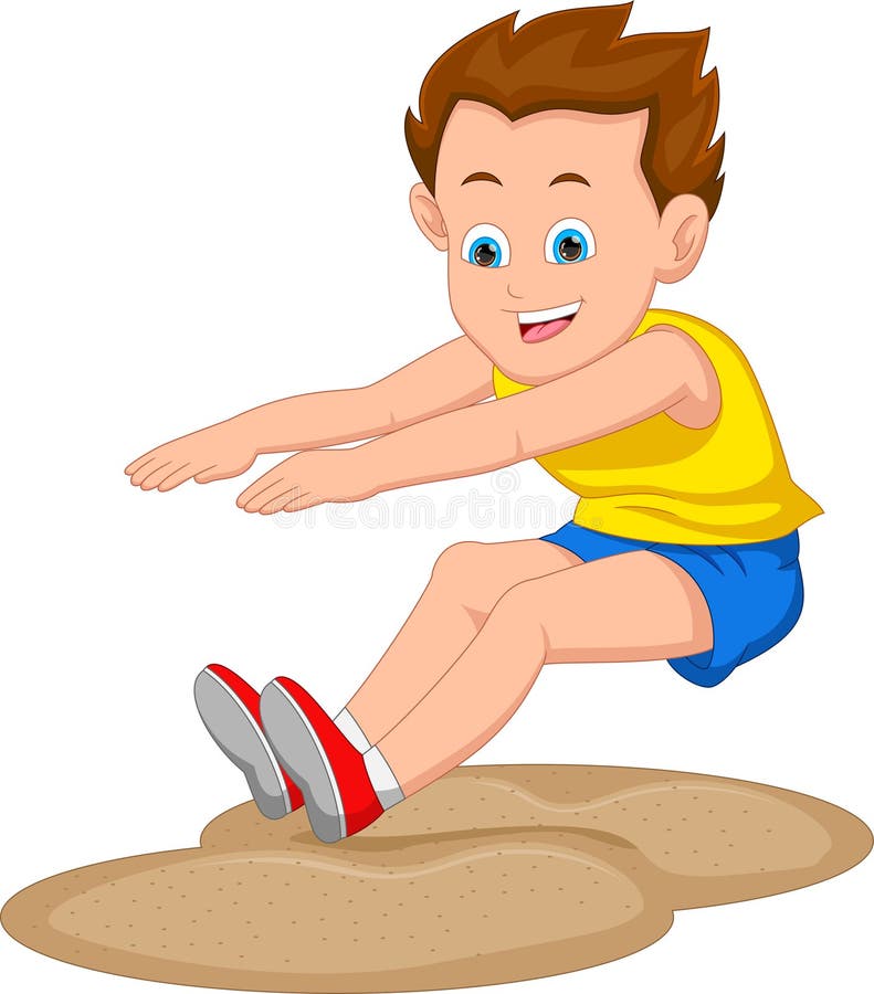 Cartoon boy long jump stock vector. Illustration of champion - 272923675