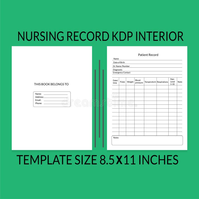 Nursing Record Interior Template Design for KDP Interior Stock Vector ...