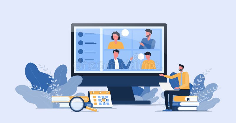 Business Team Working with Video Conference Meetings Online and Online ...