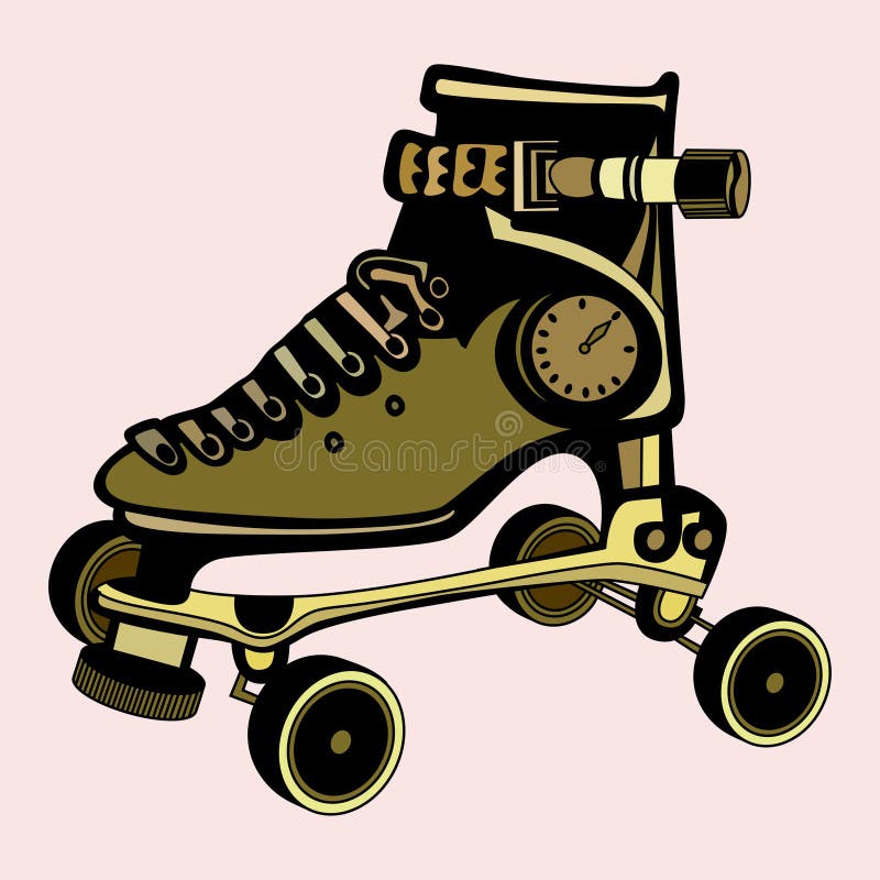 Roller Skate in Steam Punk Style - Hand Drawn Vector Illustration ...