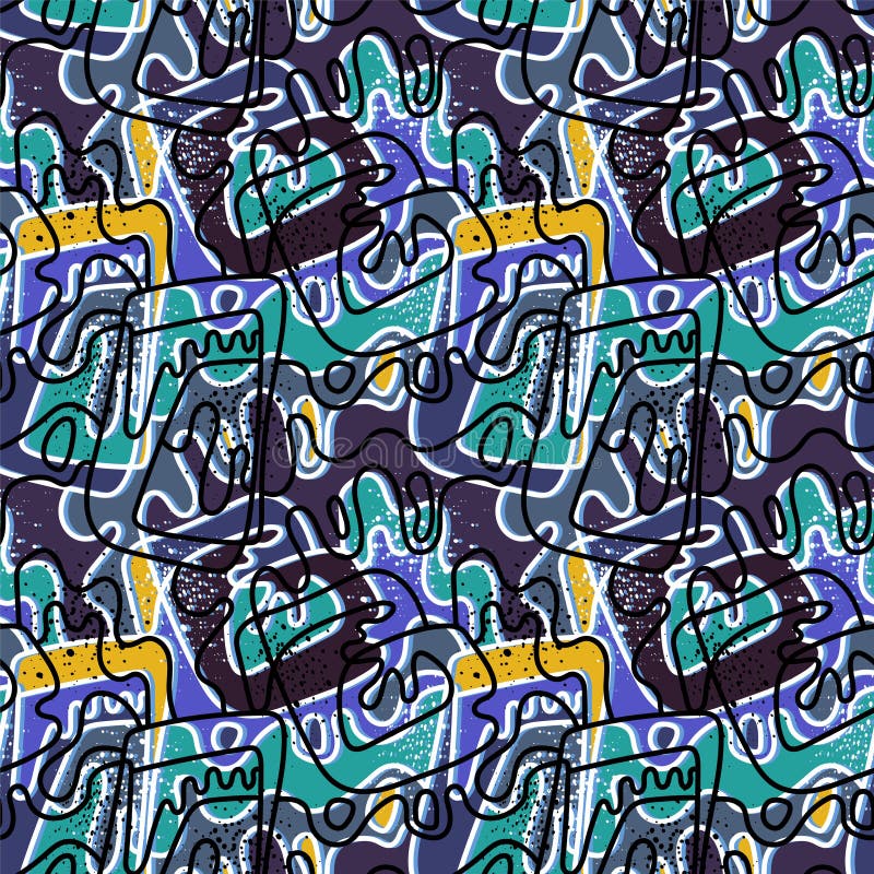 Seamless Urban Pattern with Wave Shapes with Dots and Lines Stock ...
