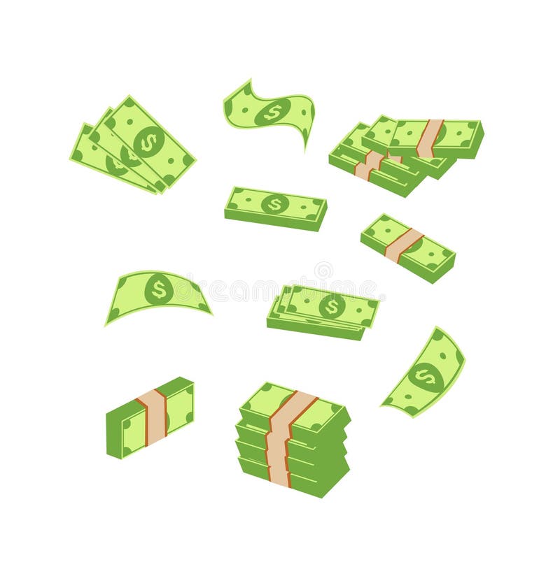 Money Cash. Flying Money. Cartoon Falling Money Bills. Stock Vector ...