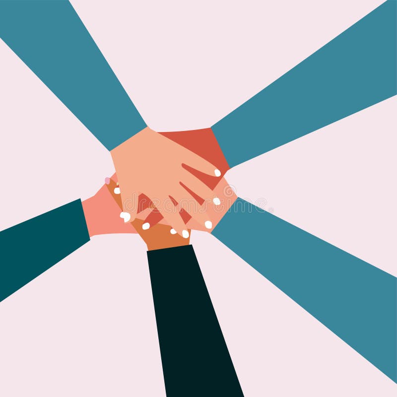 Many Hands Together: Group of People Joining Hands. Unite Concept Stock ...