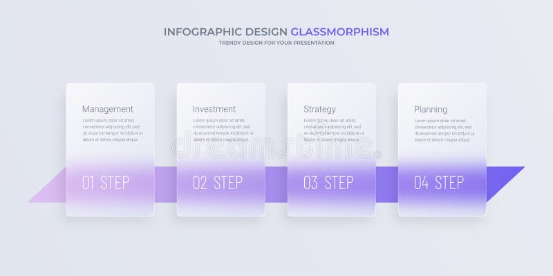 Infographic for 4 Steps. Business Management Concept. Glassmorphism ...