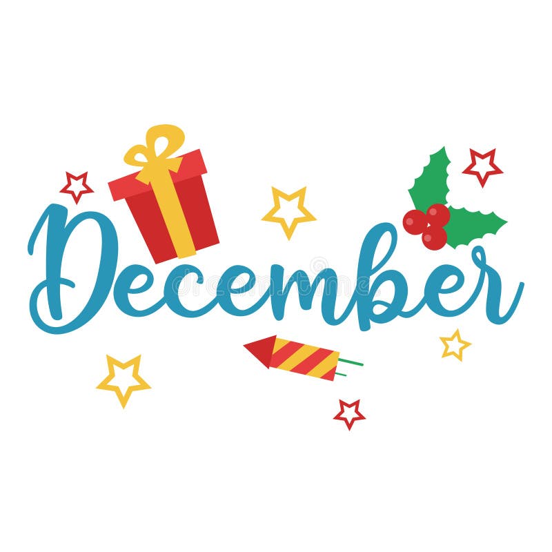 December Lettering Typography. Modern Winter Calligraphy. Vector ...