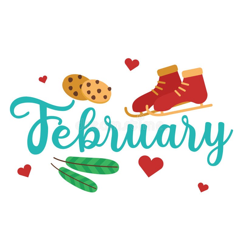 February Lettering Word. Month Planner Sticker Stock Vector ...
