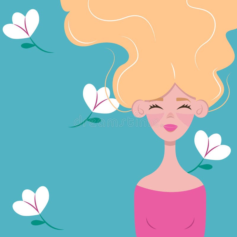 Beautiful Blonde Girl, Where Her Blonde Hair Flies Up. Stock Vector ...