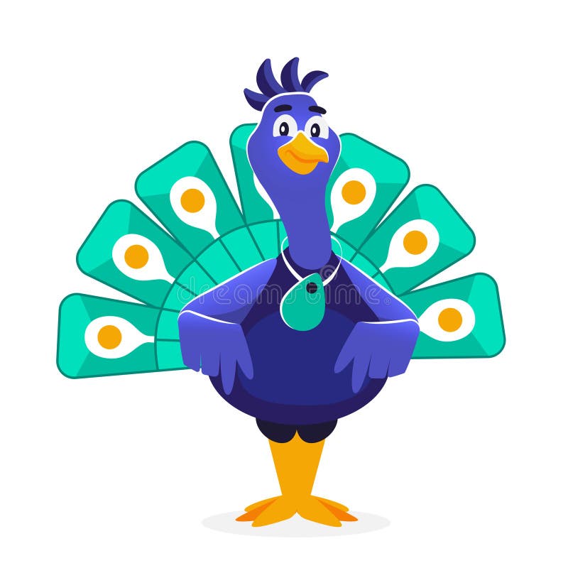 Peacock cartoon mascot stock vector. Illustration of drawing - 274403582
