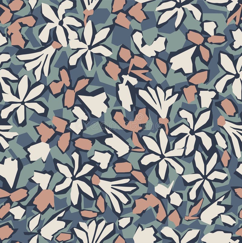 Vector Abstract Flower and Leaf Seamless Repeat Pattern Stock ...