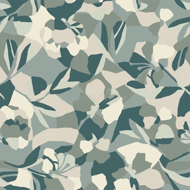 Vector Abstract Flower Illustration Layers Seamless Repeat Pattern ...