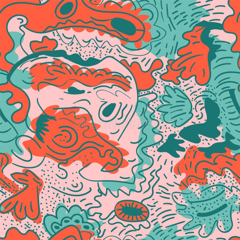 Unusual Vector Seamless Artwork with Hand Drawn Colorful Abstract ...