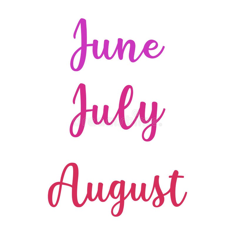 May, June, July and August Icons. Calendar Symbols Stock Illustration ...