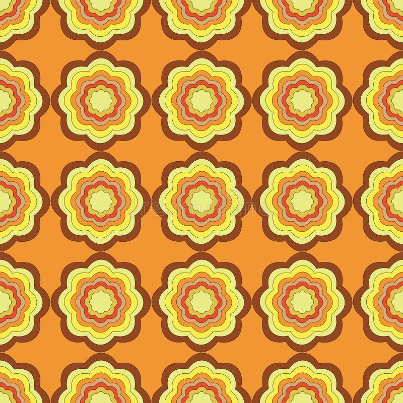 Vector Retro Seamless Pattern of the 70s. Aesthetic Style of the 60s ...