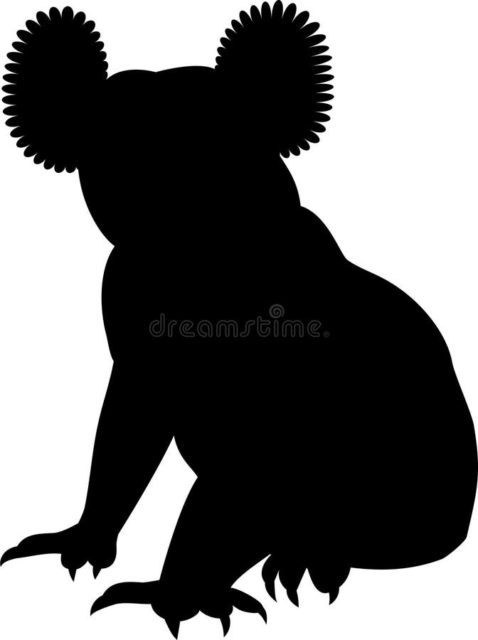 Koala Vector Silhouette Black Stock Vector - Illustration of bear ...