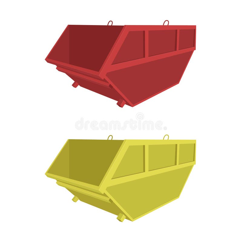 Two Large Containers for Garbage or Something, Red and Yellow Colors ...