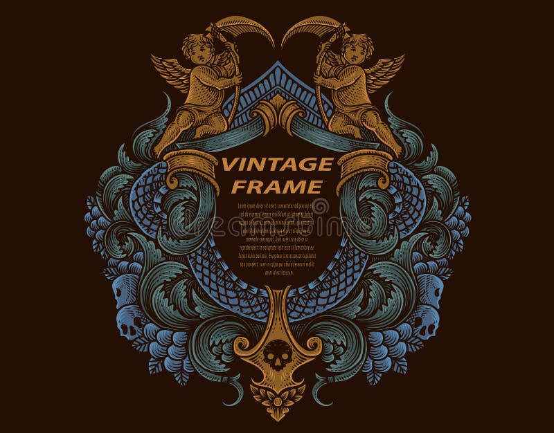 Isolated Frames in Baroque Antique Style. Engraving Ornament Frames ...