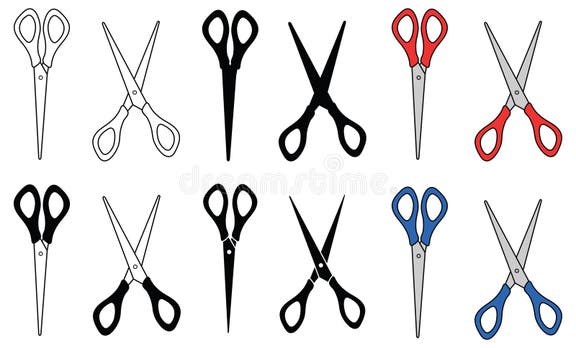 Scissors Open and Closed Clipart Set - Outline, Silhouette & Color ...