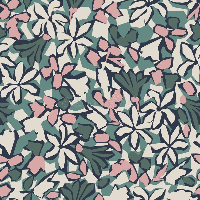 Vector Flower Layers Illustration Seamless Repeat Pattern Stock Vector ...