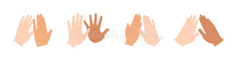 Diverse People Hand Doing High Five Gesture Together Stock Vector ...