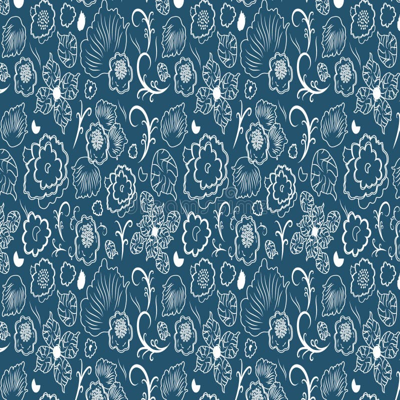 Floral Vector Repeat Pattern Stock Vector - Illustration of white ...