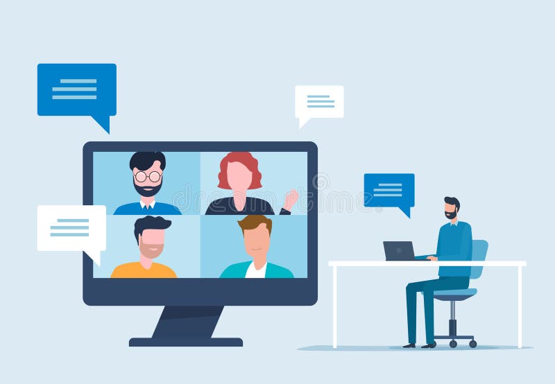 Vector Business Smart Working with Online Video Conference Meeting ...
