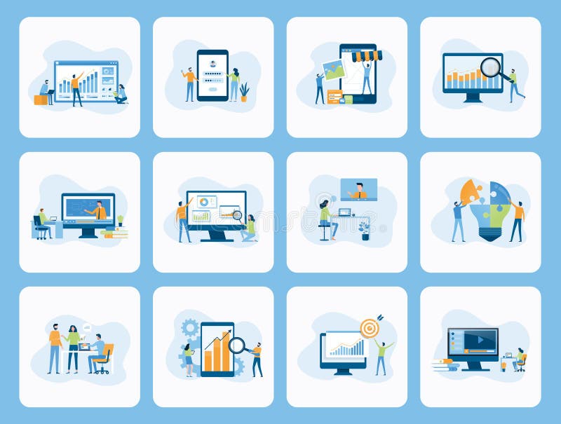 Set Business Flat Vector Illustration Design Concept Teamwork ...