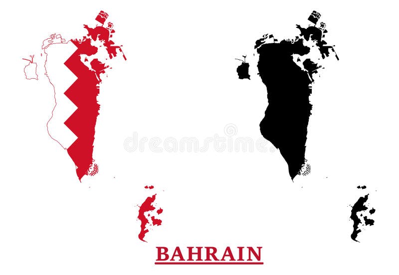 Bahrain National Flag Map Design Stock Vector - Illustration of country ...