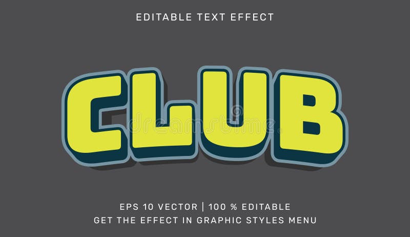 Club Editable Text Effect Template in 3d Style Stock Vector ...