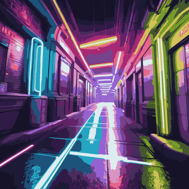 Futuristic Neon-lit Gaming Scene 3D Surreal Photorealistic Illustration ...