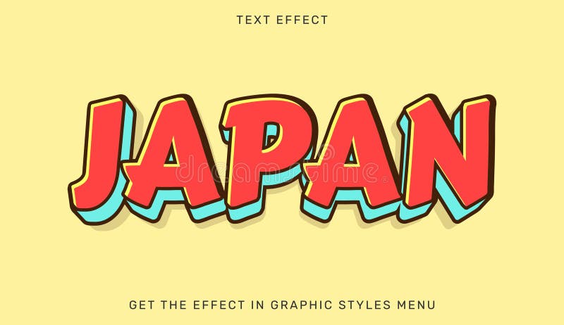 Japan Text Effect Template in 3d Style Stock Vector - Illustration of ...
