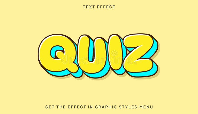 Quiz Editable Text Effect in 3d Style Stock Vector - Illustration of ...
