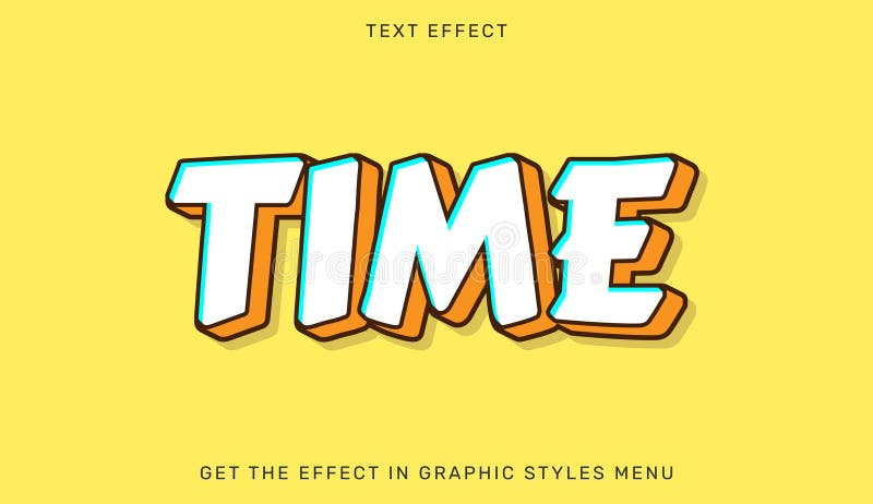 Time Text Effect Template in 3d Style Stock Vector - Illustration of ...