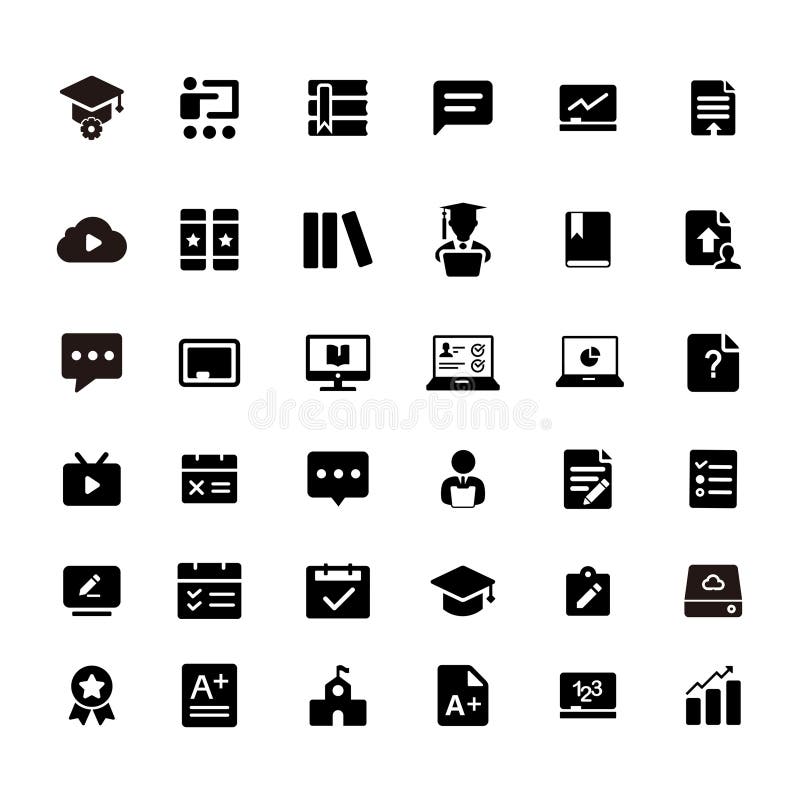 Online Education Icon Set. Included the Icons As Graduated, Books ...