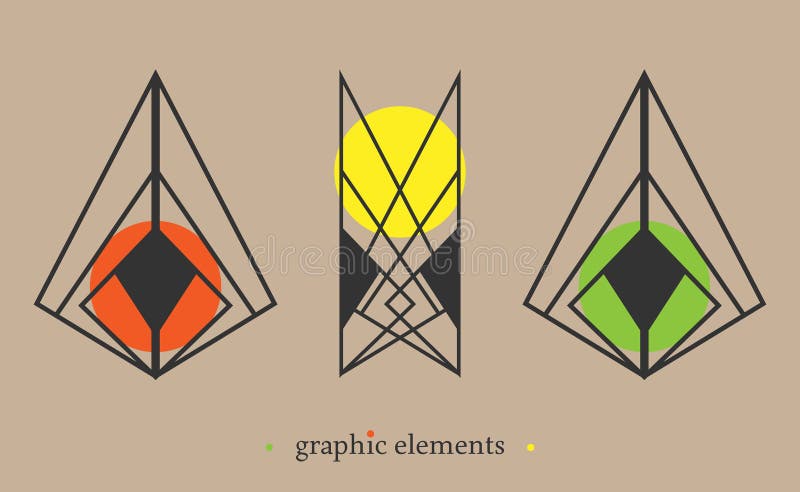 Three Graphic Elements. Elements for Logo, Emblem Stock Vector ...