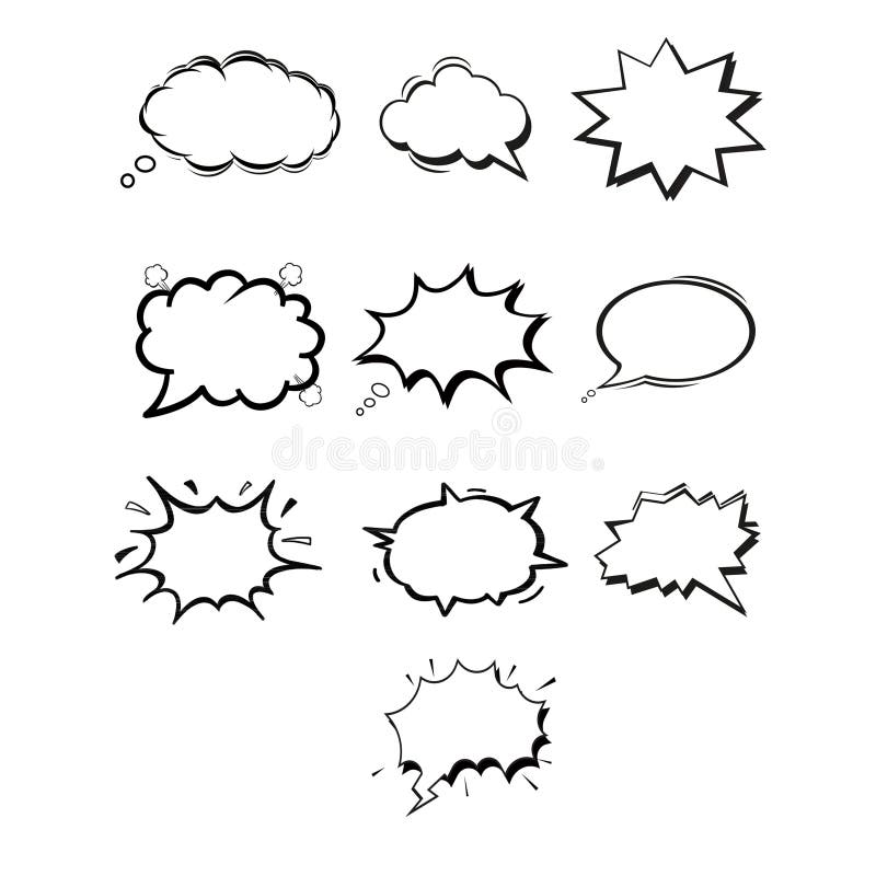 Blank Comic Speech Bubbles. Cartoon Comics Talking and Thought Bubbles ...