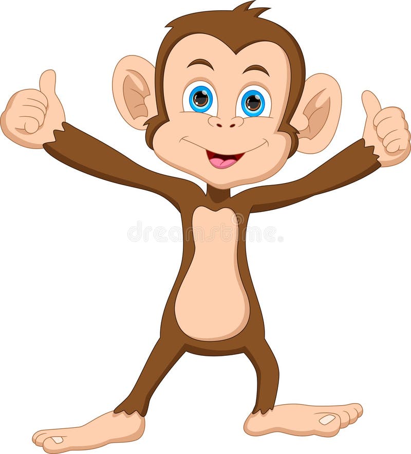 Cartoon Cute Baby Monkey Thumbs Up Stock Vector - Illustration of brown ...