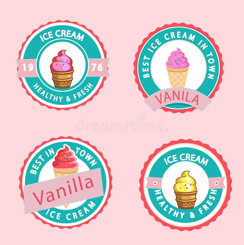 Vintage Ice Cream Stickers Collection Stock Vector - Illustration of ...