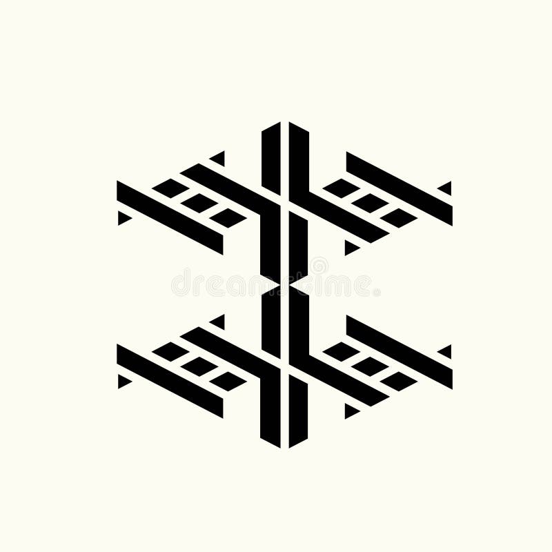 Ornamental Design Geometric Logo Bold Lines Pattern. Stock Vector ...