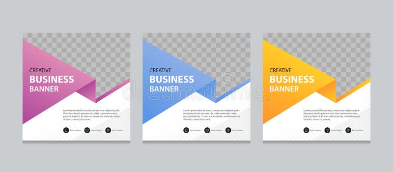 Set of Editable Square Business Web Banner Design Template. Stock Image ...