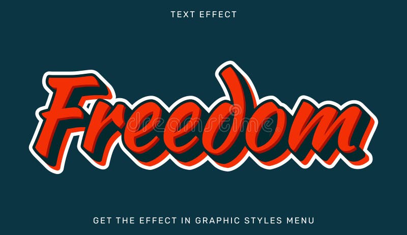Freedom Editable Text Effect in 3d Style Stock Vector - Illustration of ...
