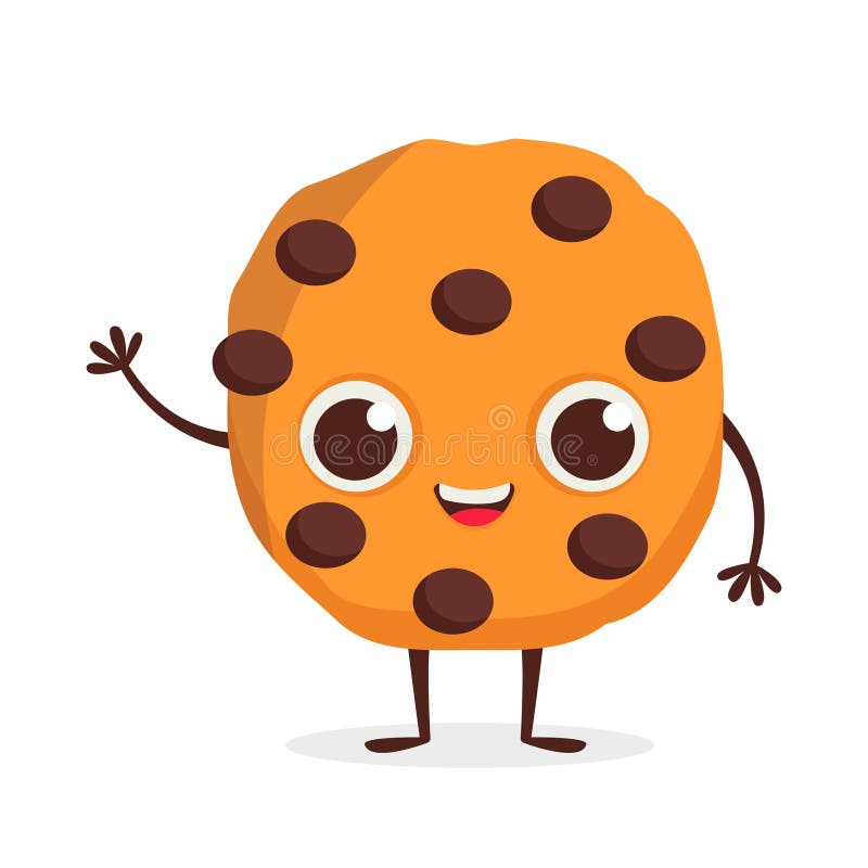 Cute Dessert Character Chocolate Chip Cookie. Mascot Stock Vector ...