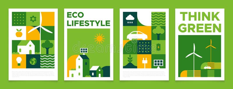 Green Eco Friendly Banner Template Set Stock Vector - Illustration of ...