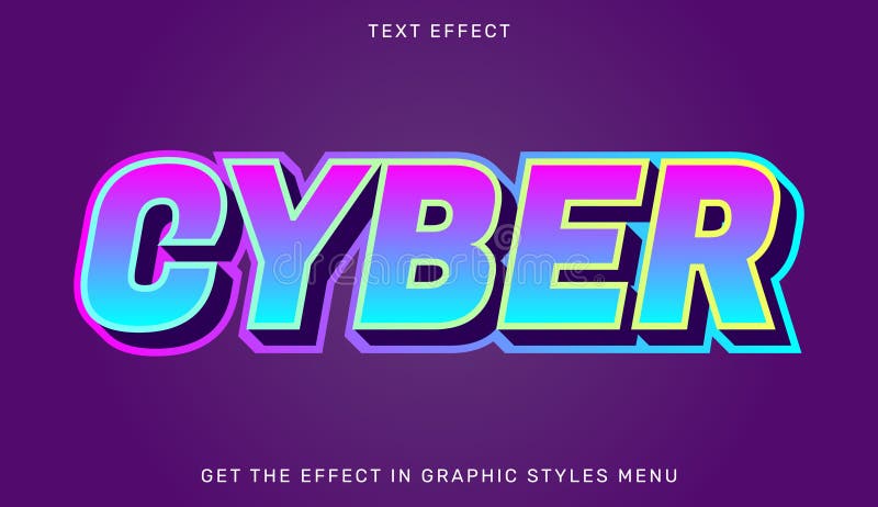 Cyber Editable Text Effect in 3d Style Stock Vector - Illustration of ...